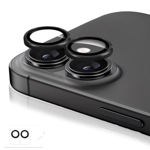 Kakuki for iPhone 17 カメラフィルム アイフォン17 用 カメラ保護フィルム 薄型 強化ガラス 耐衝撃 独立型 露出オーバー防止 アルミ合金 カメラカバー (ブラック, iPhone 17)商品コード：660797749...