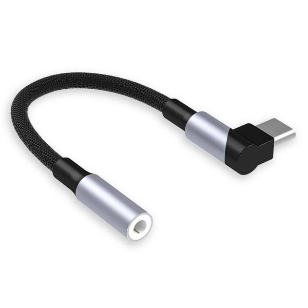 タイプc イヤホンジャック USB Type-C to 3.5 mm 3極 4極 Auxオーディオドングルケーブル DAC 高耐久性 ナイロン編み L字型 音量調節/通話/音楽対応 G-oogle Pixel 3/3XL、Android、そ...