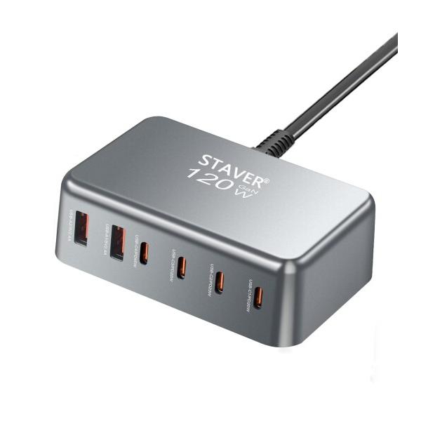 120W 充電器 45W常時対応  PD3.0対応 6ポート4 USB-C＆2 USB-A 1.5m電源ケーブル GaNFastIII(窒化ガリウム) 複数ノートPCに急速充電対応 MacBook Pro PD対応Windows PC/iP...