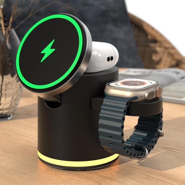 GLILAVOX3in1ワイヤレス充電器 マグネット式 折畳み Compatible with i-Phone17 Air/17 Pro/17 Pro Max/17/16/15/14/13/12/Pro/Pro Max/Plus/apple...