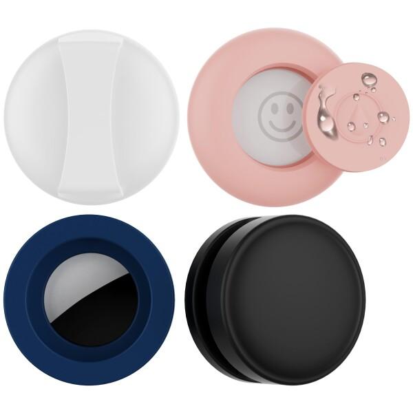 (SkyArmor) (4個パック) 子供用エアタグホルダー、隠し耐摩耗性シリコンケースカバー、幼児用子供靴アクセサリー(ブラック、ダークブルー、ピンク、ホワイト)商品コード：66079776135型番：airtag-shoes-4サイズ：...