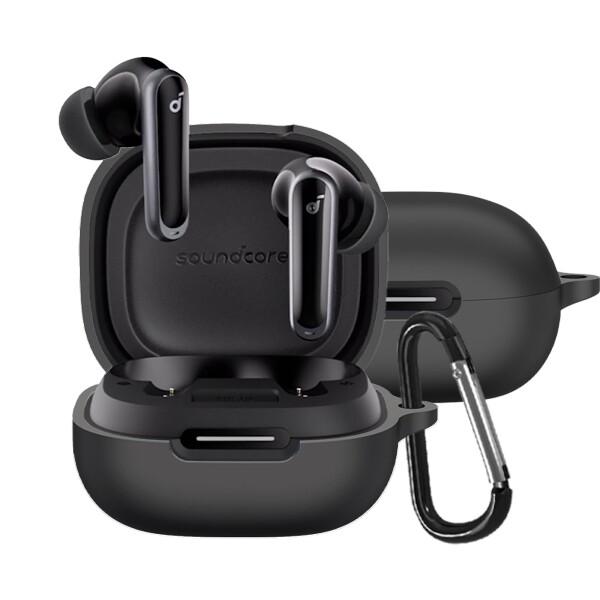 BUITFOU For Anker Soundcore P40i ケース P40i 保護カバー P40i ケース 柔らかい シリコン製 落下防止 キズ防止 耐衝撃 防塵 軽量 装着充電可能 カラビナ付き 紛失防止(ブラック)商品コード：66...