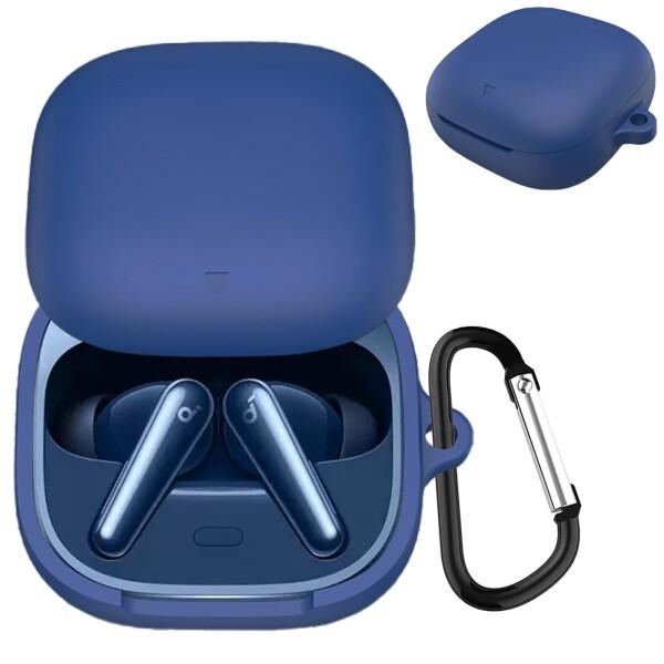 TOORQR For Anker soundcore liberty 5 ケース カバー anker soundcore liberty 5シリコン素材 ケース 保護カバー 防水 防塵 落下防止 キズ防止 全面保護 軽量 カラビナ付き(ブル...