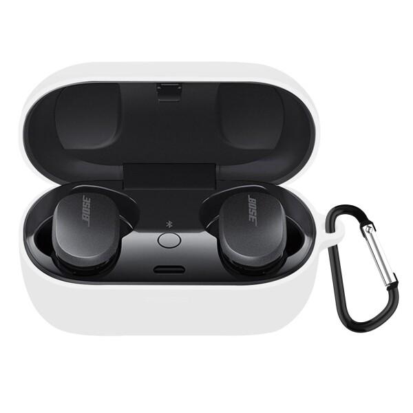 TOORQR For Bose QuietComfort Earbuds ケース カバー Bose QuietComfort Earbudsシリコン素材 ケース 保護カバー 防水 防塵 落下防止 キズ防止 全面保護 軽量 カラビナ付き(ホワ...