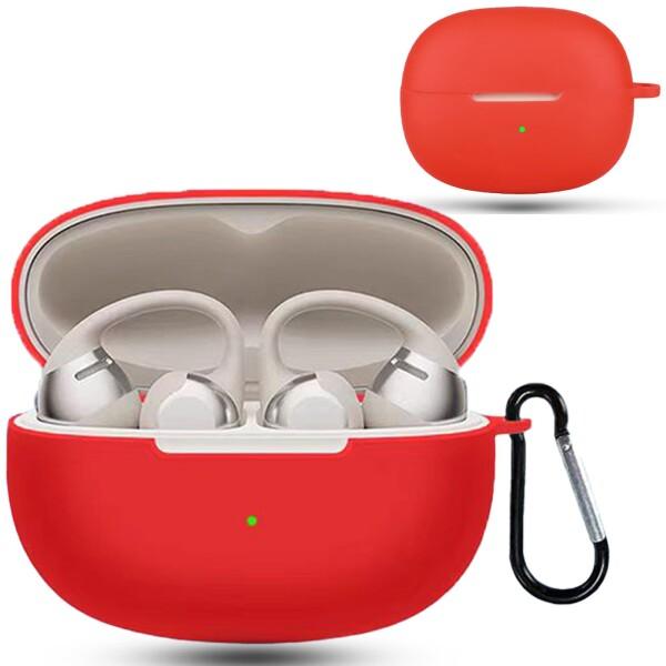 For shokz opendots one ケース  対応 shokz opendots one 柔らかく快適なシリコン素材（カラビナ付き ）損失の防止 落下防止 キズ防止 耐衝撃 装着充電可能 防水 防塵 (レッド)商品コード：6607...