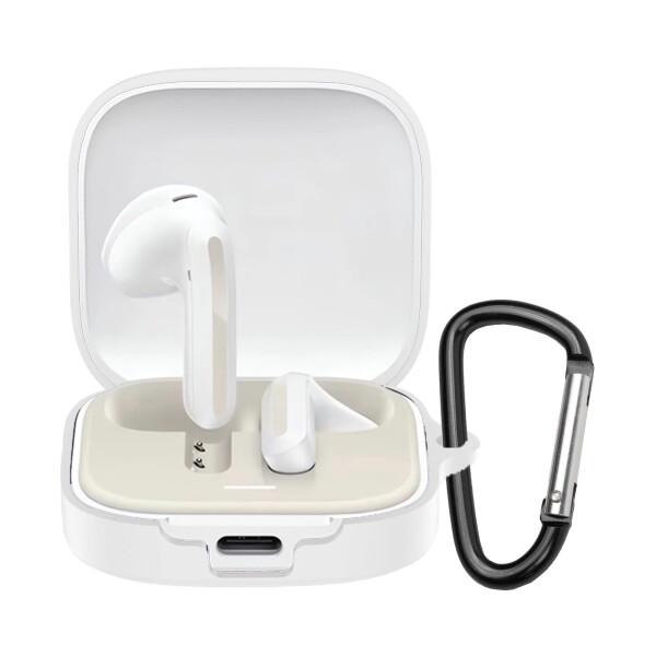 YAODLE For Redmi Buds 6 用 ケース カバー Redmi Buds 6用保護カバー 保護ケース シリコンケース 装着充電可能 全面保護 落下防止 キズ防止 耐衝撃 防塵 軽量 収納 カラビナ付き(ホワイト)商品コード：...