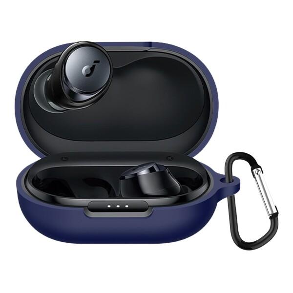 YAODLE Anker Soundcore Space A40 用 ケース カバー Anker Soundcore Space A40用保護カバー シリコンケース 装着充電可能 全面保護 落下防止 キズ防止 耐衝撃 防塵 カラビナ付き(ブ...