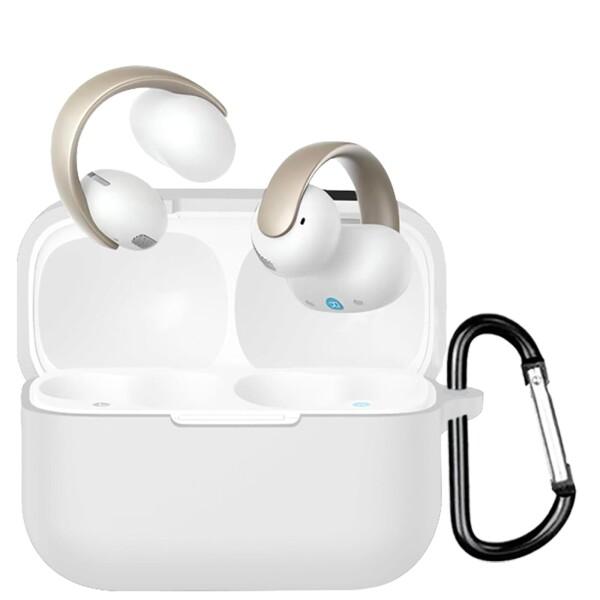 BOOLINN anker soundcore aeroclip ケース 対応 soundcore aeroclip 液状シリコン カバー キズ防止 耐衝撃 装着充電可能 防水 防塵 紛失防止 カラビナ付き(ホワイト)商品コード：66079...