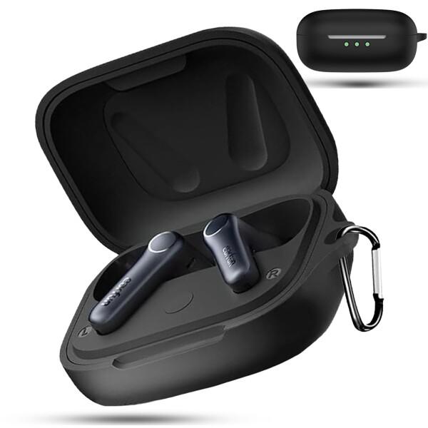 For earfun air pro 4 ケース  対応 earfun air pro 4 柔らかく快適なシリコン素材（カラビナ付き ）損失の防止 落下防止 キズ防止 耐衝撃 装着充電可能 防水 防塵 (ブラック)商品コード：6607977...
