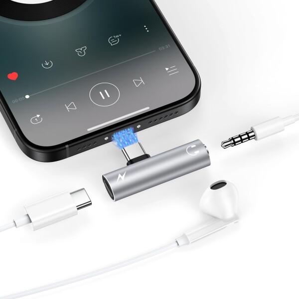 ANNIBER 2in1 タイプC イヤホンジャックiPhone17 充電しながらイヤホン 音声変換アダプタ PD60W急速充電 usb-c 変換 イヤホンジャック Type C to 3.5mm アダプタ 通話/音量調節/音楽対応 iPh...