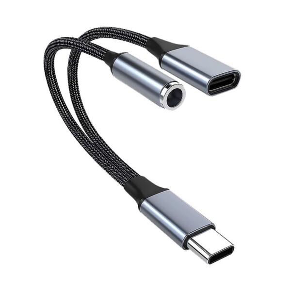 USB C to 3.5mm 2in1 タイプC イヤホン変換 5V/2A 4極 3極 イヤホンジャック 充電しながら 通話 音量調節 ポータブル タイプCと同じインターフェースを持つデバイスをサポート商品コード：66079777050型番...