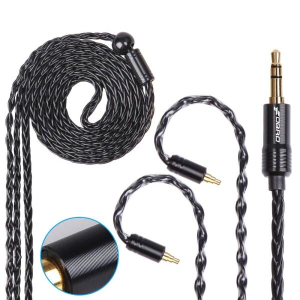 FDBRO 8 芯 イヤホンアップグレードケーブル アルミ合金CDテクスチャプラグ 高級交換用 着脱式 耳かけ式 マニア向 音質改善 無酸素銅（OFC）銀メッキイヤホンケーブル (IE40, 黒+3.5mm)商品コード：6607977716...