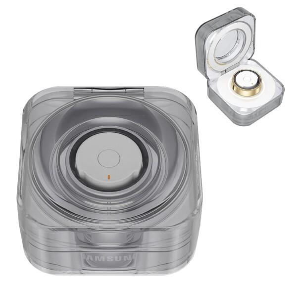 Samsung Galaxy Ring 充電ボックス 用 ケース カバースマートリング クリア 透明 保護カバー TPU素材 黄変防止 保護ケース 耐衝撃 落下防止 防水 防塵 指紋防止 キズ防止 全面保護 充電便利 充電ケースカバー (ブ...