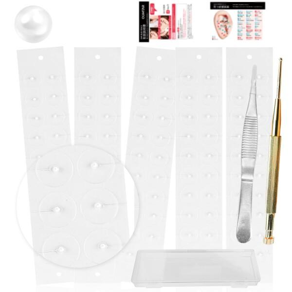 COMTAR 耳ジュエリー セラミック粒 (アレルギーフリー) 100粒/200粒 耳シール 透明 耳ジュエリー シ ール アレルギー対策 耐久性 男女兼用ピアスパーツ  (セラミック 100粒+貼り付け補助ツール+ピンセット+収納ケース)...