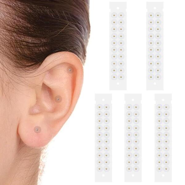 サムコス 耳ツボシール 耳つぼジュエリーシール 100粒入り 透明 シール ステンレス鋼製 メッキ金・銀粒 耳ツボ パーツ アレルギー対策 敏感肌対応 男女兼用 ピアスアクセサリー用 (金の珠 100粒)商品コード：66079791248型...