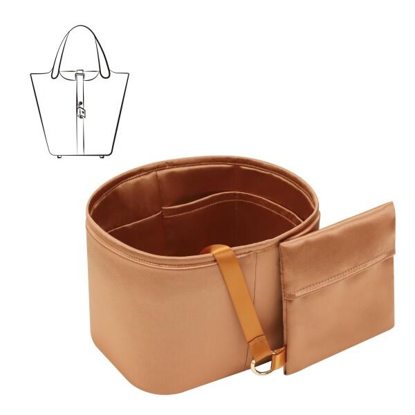 JLYZ Moon ピコタン用 インナーバッグ バッグインバッグ 2点セット（バッグオーガナイザー＆収納ポーチ付き）シルク生地 エルメス ピコタン専用 picotin専用（ピコタン22/MM専用、ゴールド）商品コード：66079791261...