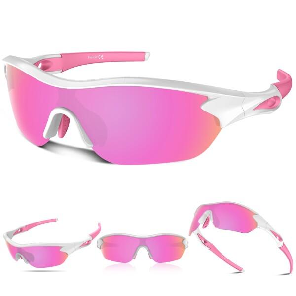 (Rosemal) スポーツサングラス 偏光レンズ メンズ レディース ランニング サングラス 運転用 UV400 自転車 釣り 野球 登山 釣り ゴルフ テニス商品コード：66079856480型番：7250-JPカラー：ホワイト ピンク...