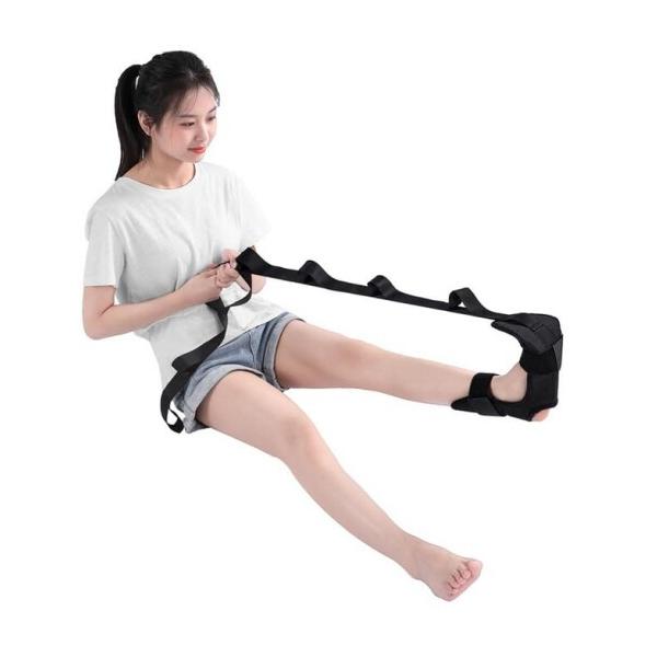足リハビリ訓練具 自助具 サポート 介護 補助ロープ レッグストレッチャー ヨガバンド 黒 7段階 開脚 ストレッチストラップ 筋肉強化 器具 男女兼用 トレーニングベルト フィットネスバンド 柔軟運動 リハビリ ダンス 体操 バレエ ヨガ...