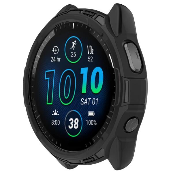 ［RuenTech］対応GARMIN Forerunner 965ケース 保護ケース Garmin Forerunner 965用カバー 6色可選 ソフトシリコン製 プロテクターカバー 耐衝撃 軽量 取り付け簡単 (ブラック)商品コード：6...