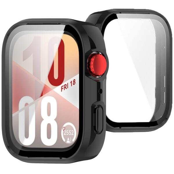 BUITFOU For HUAWEI(ファーウェイ) WATCH FIT 4 カバー HUAWEI WATCH FIT 4 ケース 超薄型 PC+ガラス素材 一体型 全面保護 超薄型 装着簡単 耐衝撃 高透過率 指紋防止 傷防止（ブラック）...