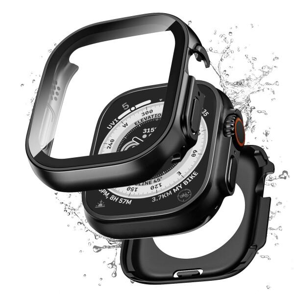 Puptoya アップルウォッチ 防水 カバー Apple Watch Ultra3 Ultra2 対応 49mm Ultra ケース 2 in 1 前後の保護 PC+ガラス素材 高透過率 装着簡単 脱落しやすい 耐衝撃 iWatch ウル...