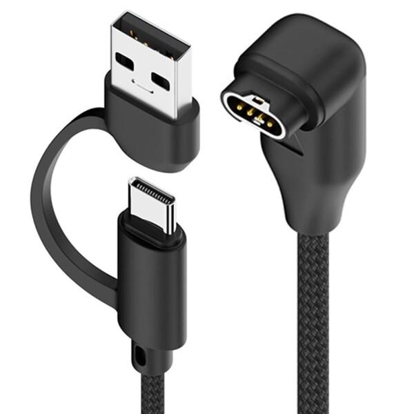 2in1 ガーミン用充電ケーブル USB-C/USB-A Garmin充電器 (1本） 1m編み込み充電ケーブル for Fenix 8 7 7S 7X 6 6S 6X 5 5S Forerunner 245 945 Instinct 2 ...