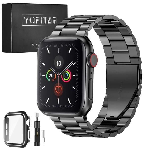 (YOFITAR) for Apple Watch バンド 保護ケース付き ステンレス製 アップルウォッチ 交換ベルト Apple Watch Ultra 2/Ultra/10/9/8/7/SE2/6/SE/5/4/3/2/1対応 iWat...