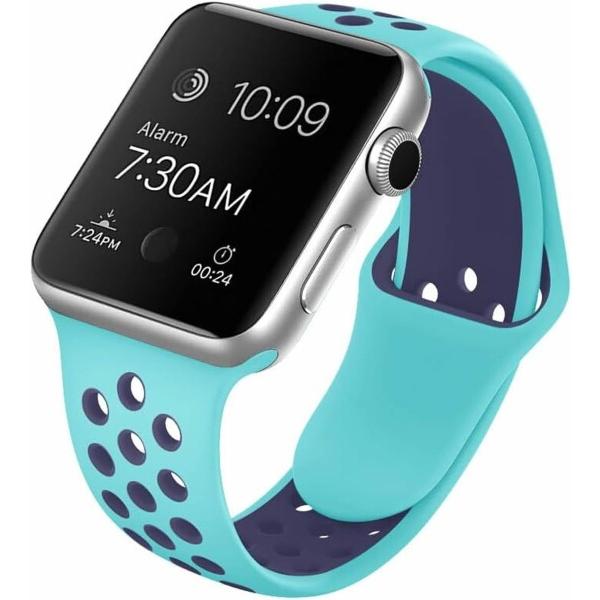 (Pellforia) アップルウォッチ バンド ベルト 38mm 40mm 41mm S10-42ｍｍ 対応 シリコン製 SE Ultra 全シリーズ対応 ミント × ロイヤルブルー Lサイズ商品コード：66079926089型番：APW...