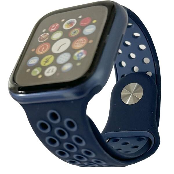 (Pellforia) アップルウォッチ バンド ベルト 38mm 40mm 41mm S10-42ｍｍ 対応 シリコン製 SE Ultra 全シリーズ対応 ダークネイビー × ライトネイビー Sサイズ商品コード：66079926095型番...