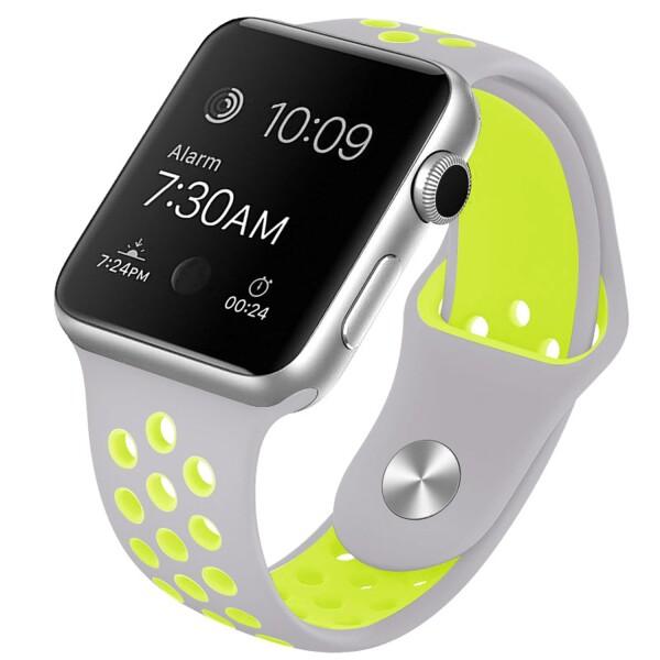 (Pellforia) アップルウォッチ バンド ベルト 42mm 44mm 45mm 46mm 49mm 対応 シリコン製 SE Ultra 全シリーズ対応 シルバーグレー × 蛍光イエロー Sサイズ商品コード：66079926111型番...