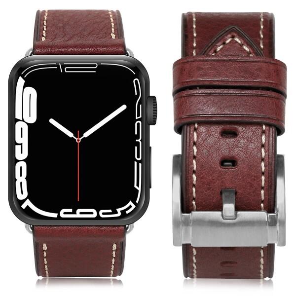 (ANGKMA) Compatible with Apple Watch Band 42mm41mm 40mm 38mm, Genuine Leather Band Replacement Strap Compatible with App...