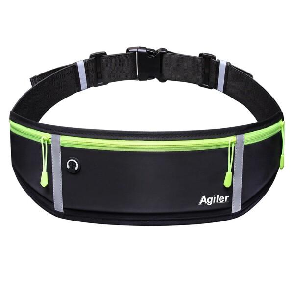 Agiler ランニングポーチ ウェストポーチ 防水 イヤホン対応 スポーツ ジム キャンプ 旅行 ジョギング 登山 ベルト調節可能 iPhone Android 6.8インチスマホ収納可能 (軽量型, ブラック（軽量型）)商品コード：66...
