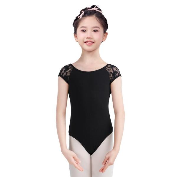 (Daydance) 女の子バレエレオタード、バレエ、体操用レーススプライスショートスリーブ女の子ダンスレオタード商品コード：66079936115型番：0LTEY25033B03JPサイズ：130 身長120-130cmカラー：ブラックD...