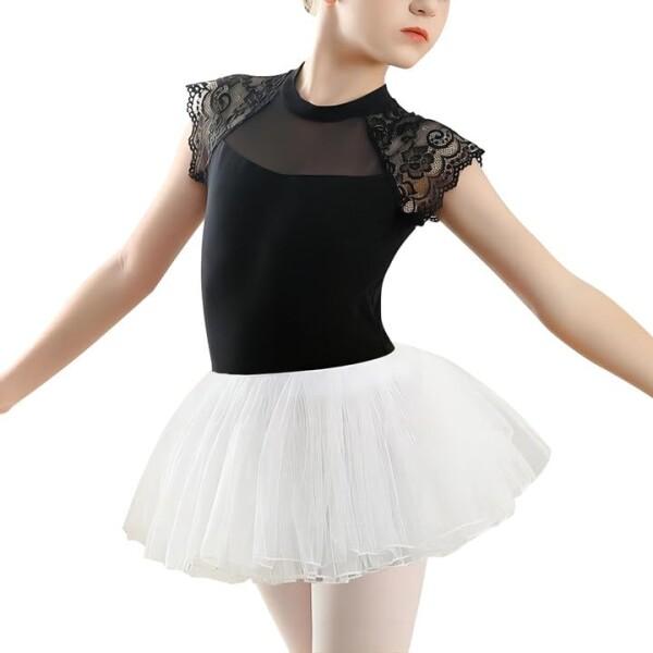 (AIEOE) ガールズ バレエダンス 新体操 子供用 キッズ バレエレオタード 綿生地 ノースリーブ 体操服 三重チュールスカート付き ジュニア バレエ用品 練習着 演出服 舞台用 発表会 #ブラック02,150商品コード：6607993...