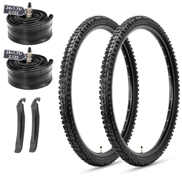 MOHEGIA 2本セット 24x1.95インチ 自転車タイヤ： マウンテンバイク 交換タイヤ 54-507 - パンク防止 折りたたみ式 MTB オフロードバイクに対応 - 英式チューブ レバー付き商品コード：66079939533型番：...