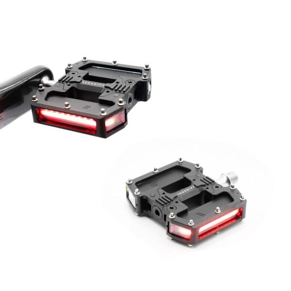 REDSHIFT ARCLIGHT PRO Flat Bicycle Pedals with LED Lights, Auto On-Off, 36+ hr Battery, USB Rechargeable, Weatherproof, ...