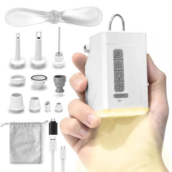 AIBOO 電動エアーポンプ超軽量 増圧機能 小型電動ポンプ 電動空気入れ・空気抜き LEDライト過熱保護 高速充填 4モード出力 10種類ノズル Type-C充電 キャンプ 防災 旅行 浮き輪 真空収納 風船 サッカー/バスケット ボール...