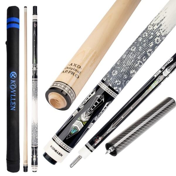 KONLLEN プロテーパー カナディアンメープル 大人用プールキュー（低デフレクションシャフト、チップサイズ10.5mm/11.5mm/12.5mm）。エクステンションとケース付きのプロ仕様プールキューセット。商品コード：66080053...