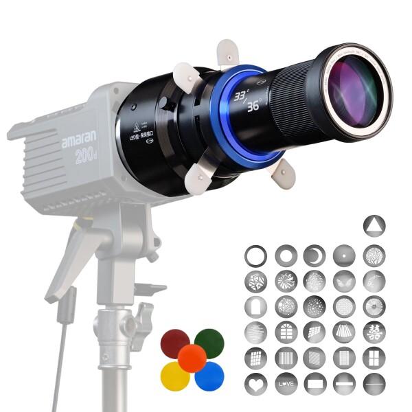 DF DIGITALFOTO コニカルスヌート 円錐型 光学スヌート ストロボ フラッシュライト ポートレート コスプレ撮影レンズ Bowens設置 31Gobos Aputure Amaran 60D/XS/100X/D200D/X Go...