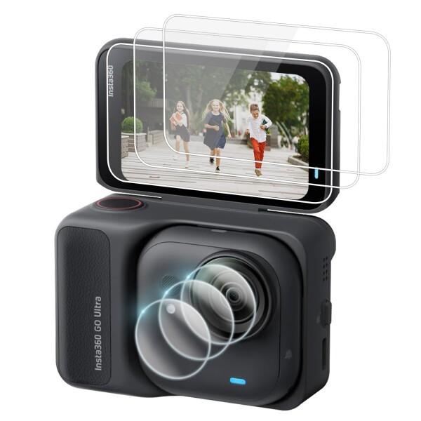 Rieibi (3+3枚パック) スクリーンプロテクター + レンズ TPU Flim Insta 360 GO Ultraカメラ用 0.25mm 硬度9H 強化ガラスフィルム Insta360 Go Ultra用商品コード：6608006...