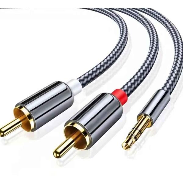 VECASDEN 3.5mm-RCAオーディオケーブル 2オスRCA補助ケーブルアダプター イヤホンジャックY型スプリッター スピーカー・ステレオ・カーサブウーファー・テレビ・MP3・ノートPCアンプ対応 ナイロン編み線 金メッキプラグ 赤...