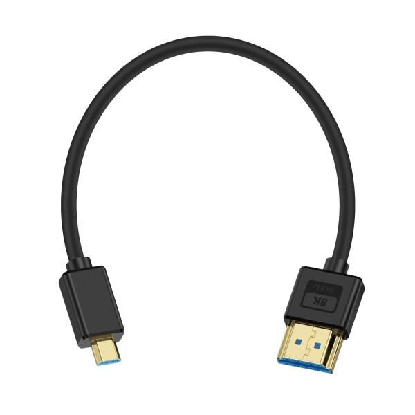Poyiccot 柔らかい Micro HDMI to HDMI ケーブル 短い 0.3m、超高速 48Gbps 8K Micro-HDMI 変換ケーブル、 極薄 オス-オス UHD 2.1 規格 8K@60Hz 4K@120Hz 対応Xb...
