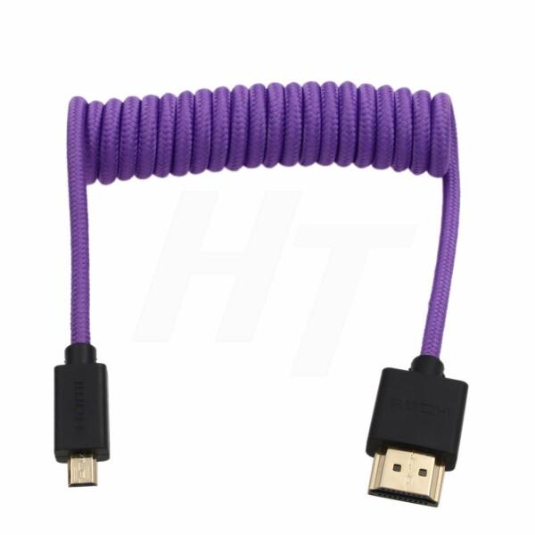 HangTon Micro HDMI to HDMI 4K 8K 60p Braided Coiled Cable for Sony ZVE-10 A7S A7R Canon R10 R6 MKII Lumix Camera SmallHD...