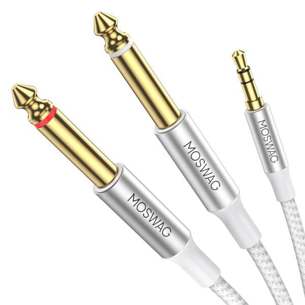 MOSWAG 3.5 mm「TRSから2 x 6.35 mm」TSモノラルYケーブル分岐器ケーブル、iPod、ノートパソコン、CDプレーヤー、電力増幅器、ミキサー、家庭用ステレオシステムに適しています商品コード：66080068356型番：...