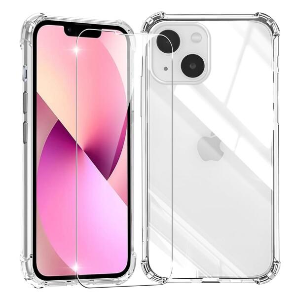 JCJCLY for iPhone 13 mini 用 ケース クリア ガラス保護付き 黄変防止 アイフォン13mini 用 耐衝撃 アイフォン 13 mini 専用case 指紋防止 落下防止 いphone13 ミニ 用ケース 耐久性 ス...