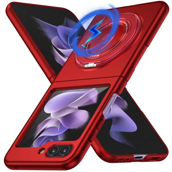 Galaxy Z Flip5 用 ケース マグネット搭載 リング付き 耐衝撃 PC SC-54D SCG23 スマホケース スタンド機能 ギャラクシー Z フリップ5 用 ハードケース 車載ホルダー 360°回転 黄変防止 マット感 頑丈 ...
