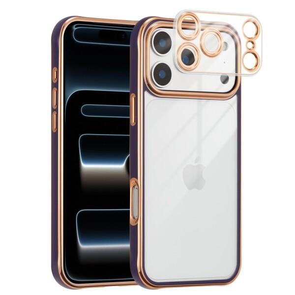 ZTOFERA for iPhone 17 Pro ケース、クリスタルクリアアクリルバック、ソフトメッキエッジ、取り外し可能な電話レンズ、スリム透明バンパーケース for iPhone 17 Pro 濃い紫商品コード：66080072173...