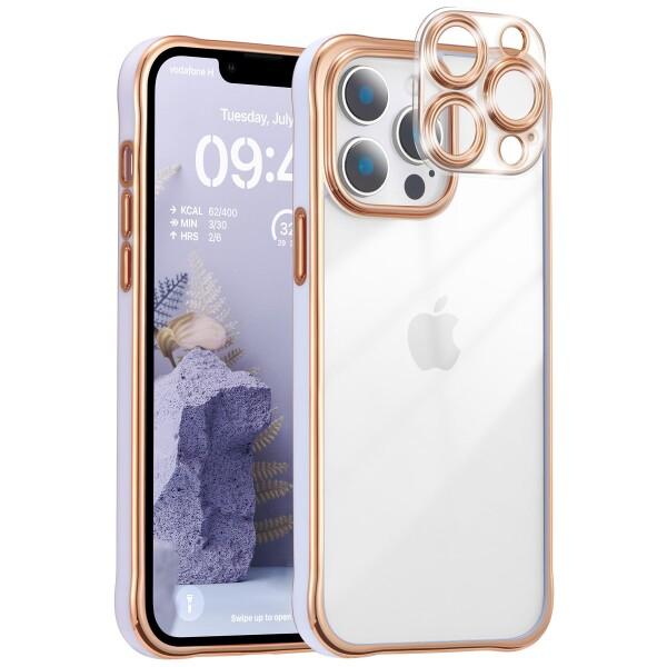 ZTOFERA for iPhone 13 Pro ケース、クリスタルクリアアクリルバック、ソフトメッキエッジ、取り外し可能な電話レンズ、スリム透明バンパーケース for iPhone 13 Pro パープル商品コード：6608007218...