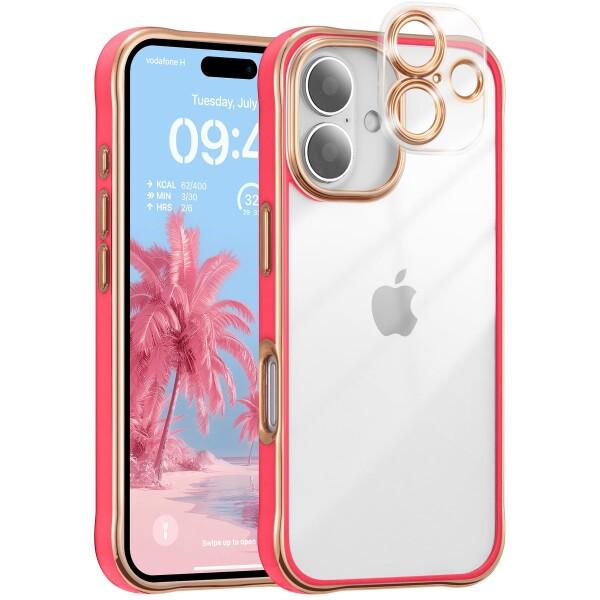 ZTOFERA for iPhone 17 ケース、クリスタルクリアアクリルバック、ソフトメッキエッジ、取り外し可能な電話レンズ、スリム透明バンパーケース for iPhone 17 ホットピンク商品コード：66080072185型番：37...