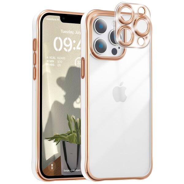 ZTOFERA for iPhone 14 Pro Max ケース、クリスタルクリアアクリルバック、ソフトメッキエッジ、取り外し可能な電話レンズ、スリム透明バンパーケース for iPhone 14 Pro Max ホワイト?商品コード：6...